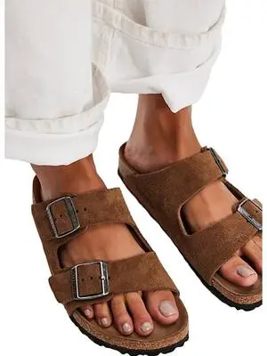 BIRKENSTOCK Arizona Soft Footbed Sandals - Dark Tea Suede
