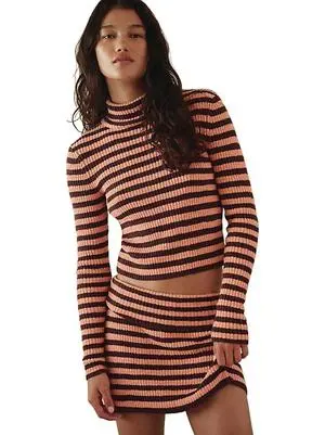 Free People Striped Sweater Set - Apricot Fig Combo