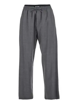 MSGM Wool Stretch Pants - Grey