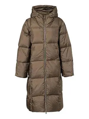 Varley Katya Long Down Puffer Jacket - Dark Olive Metallic