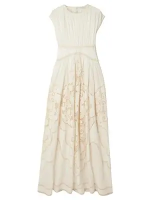 Zimmermann Daylight Broderie Anglaise Linen Midi Dress - Cream