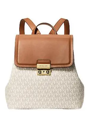 Michael Kors Tribeca Small Signature Logo Backpack Natural