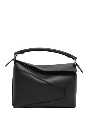 Loewe Small Puzzle Edge Bag In Leather - Black