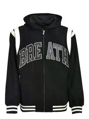 BREATH Logo-patch Bomber Jacket - Black