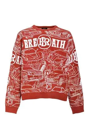 BREATH Car Pattern Sweater - Red