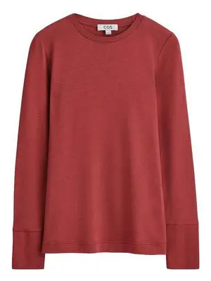 Cos Cotton Jersey Long-sleeved Top - Red
