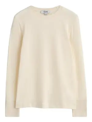 Cos Cotton Jersey Long-sleeved Top - White