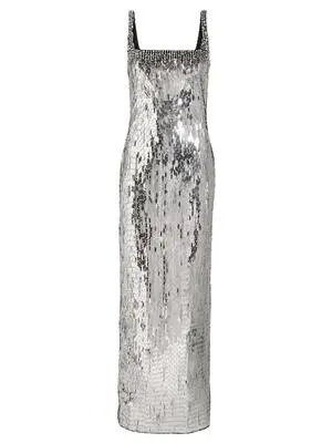 Safiyaa Embellished Crepe Gown - Silver
