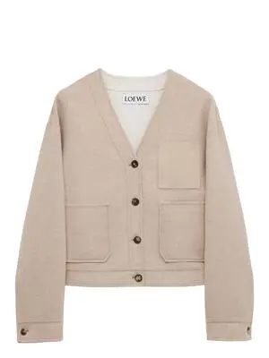 Loewe Wool-cashmere Anagram Cardigan - Beige