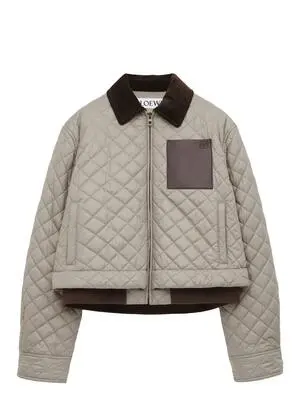 Loewe Corduroy-collar Quilted Jacket - Grey