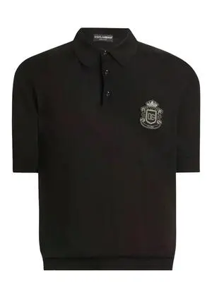 Dolce & Gabbana Logo-appliqué Polo Shirt - Black