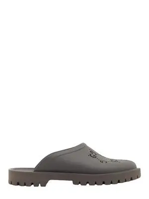 Gucci Cut Out Monogram Slip-on Sandal - Grey
