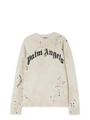 Palm Angels Glittered Logo Sweatshirt - Off White/black