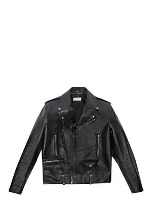 Saint Laurent Epaulettes Zip Biker Jacket - Black