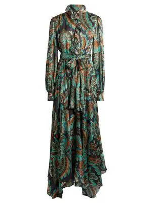 Etro Ruffled Printed Silk Maxi Dress - Multi