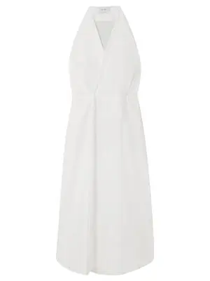 ST. AGNI Cotton-blend Poplin Halterneck Wrap Maxi Dress - White
