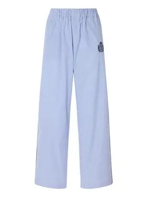 SPORTY & RICH Striped Cotton-poplin Pajama Pants - Blue