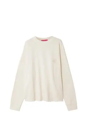 THE ELDER STATESMAN Daily Embroidered Cotton And Cashmere-blend Sweatshirt - Ecru