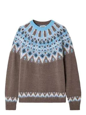 Staud Zane Fair Isle Wool-blend Sweater - Brown