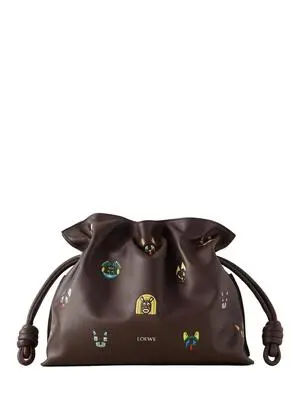 Loewe Louis Wain Flamenco Cats Mini Printed Leather Clutch - Brown