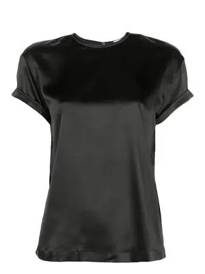 Brunello Cucinelli Silk Crew-neck T-shirt - Black