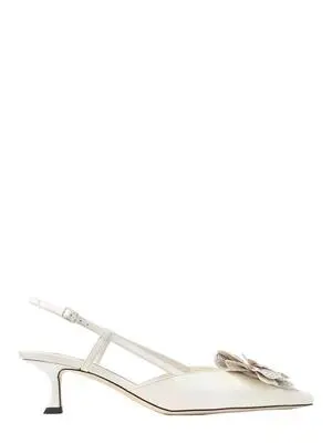 JIMMY CHOO Jimmy Choo Mimmi 50 Flower Slingback Pumps White