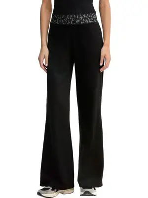 EA7 Animal-print Waistband Trousers - Black
