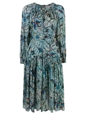Ulla Johnson Helia Batik Cut-out Midi Dress - Blue