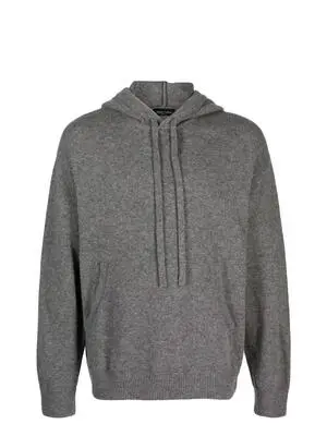 ROBERTO COLLINA Mélange-effect Merino-blend Knitted Hoodie - Grey
