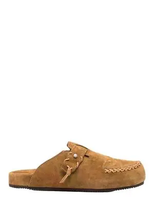 BUTTERO® Decorative-stitching Suede Slippers - Brown