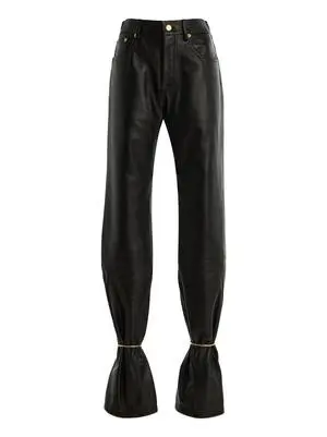 DARKPARK Marion Cuffed Plonge-leather Straight-leg Pants - Black