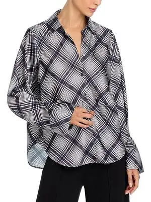 Derek Lam 10 Crosby Wesley Lattice Print Shirt - Black/shark