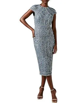 Coast Embellished Pencil Dress - Dusty Blue