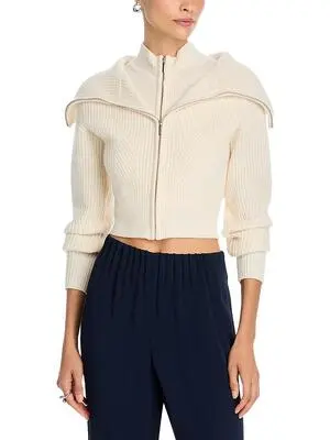 Derek Lam 10 Crosby Jayne Wool Zip Front Layered Sweater - Ivory
