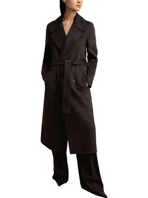 REISS Double-breasted Coat - Aubergine