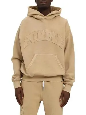 PURPLE BRAND Oversized Inside Out Logo Graphic Hoodie - Tan