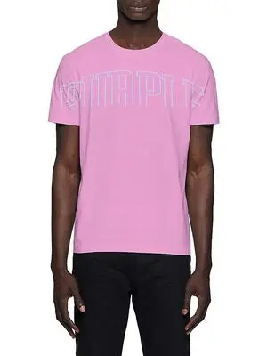 PURPLE BRAND Slim Fit Short Sleeve Half Logo Tee - Pink