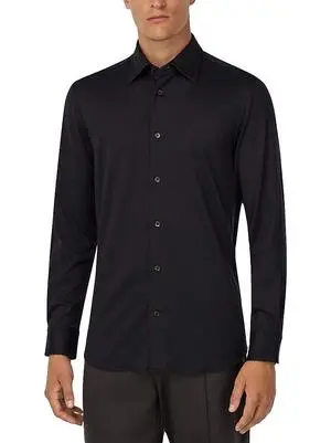 Boggi Milano Cotton & Silk Regular Fit Shirt - Black