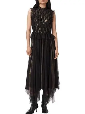 ALLSAINTS Lola Tulle Dress - Metallic Gold