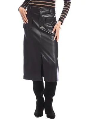 Karen Kane Faux Leather Midi Skirt - Black