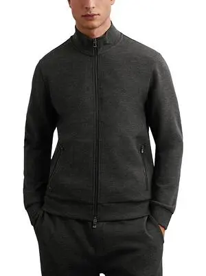 REISS Long Sleeved Zip Through Funnel Neck Jacket - Charcoal