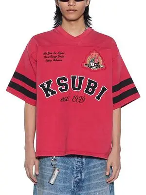 Ksubi Duke Oversized Jersey Varsity Tee - Red