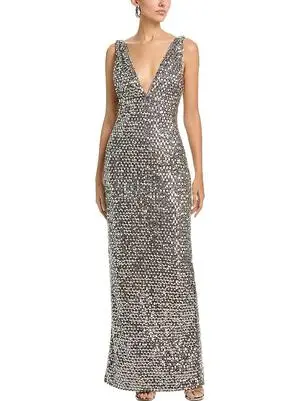 Ramy Brook Ellie Sequined Gown - Platinum Sequin