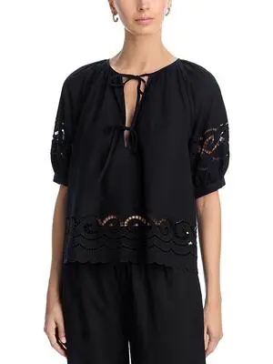Rails Catalene Woven Top - Black Embroidery