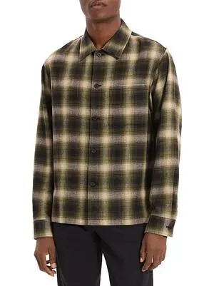 Theory Plaid Button Down Overshirt Tarmac Multi