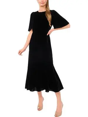 Ted Baker London Velvet Puff Sleeve Dress - Rich Black