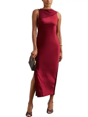 REISS Petites Alula Cowlback Midi Dress - Red