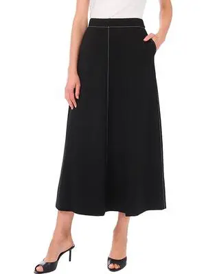 Vince Camuto A-line Contrast Stitch Skirt - Rich Black