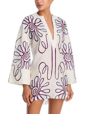 CALA DE LA CRUZ Siena Linen Cover-up Dress - Namurceleste
