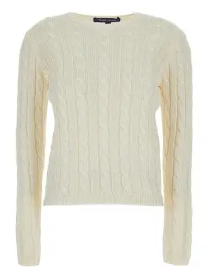 Ralph Lauren Crewneck Cable Knit Pullover - White